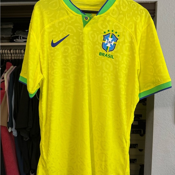Nike | Shirts | Nike Brazil Yellow Soccer Jersey | Poshmark